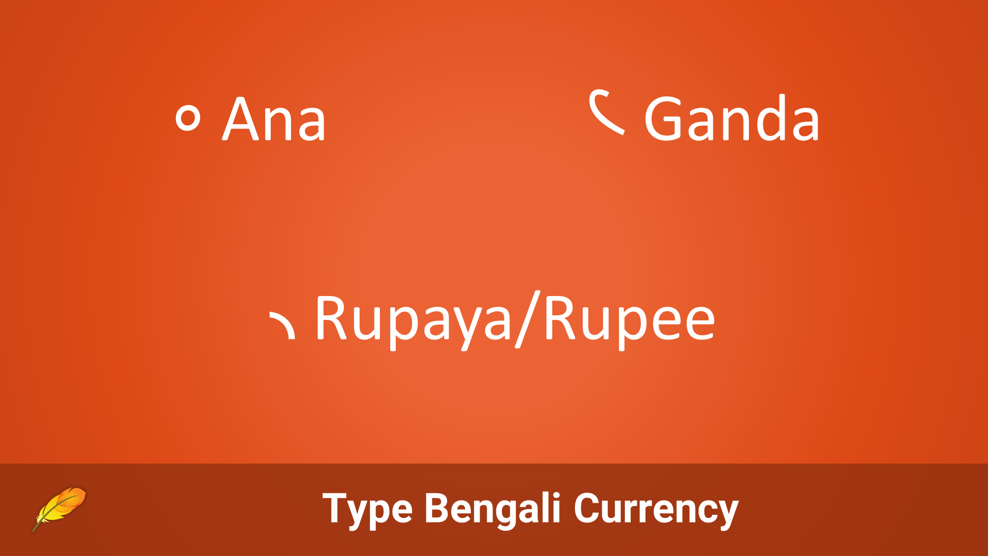 Easily type Bengali Currency ৹ Ana, ৻ Ganda and ৲ Rupaya